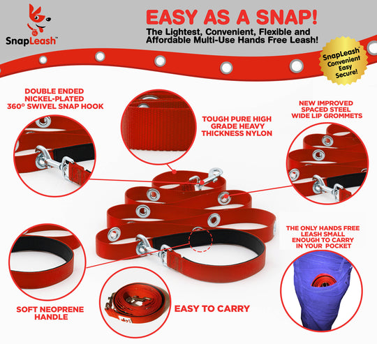 SnapLeash Hands Free Multi-Use Leash and Lead - 7 1/2 Feet Long – SNAPLEASH