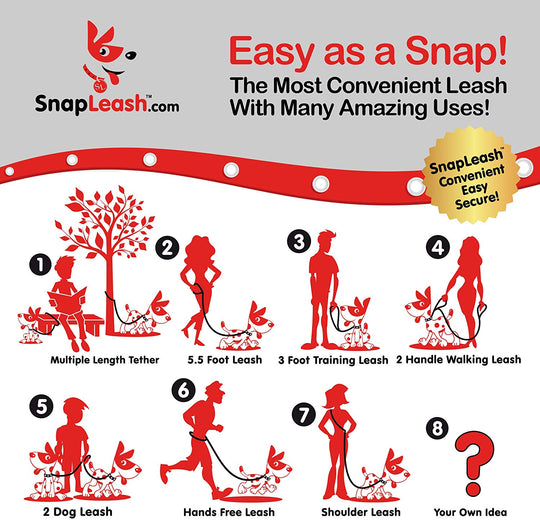 SnapLeash Hands Free Multi-Use Leash and Lead - 7 1/2 Feet Long – SNAPLEASH